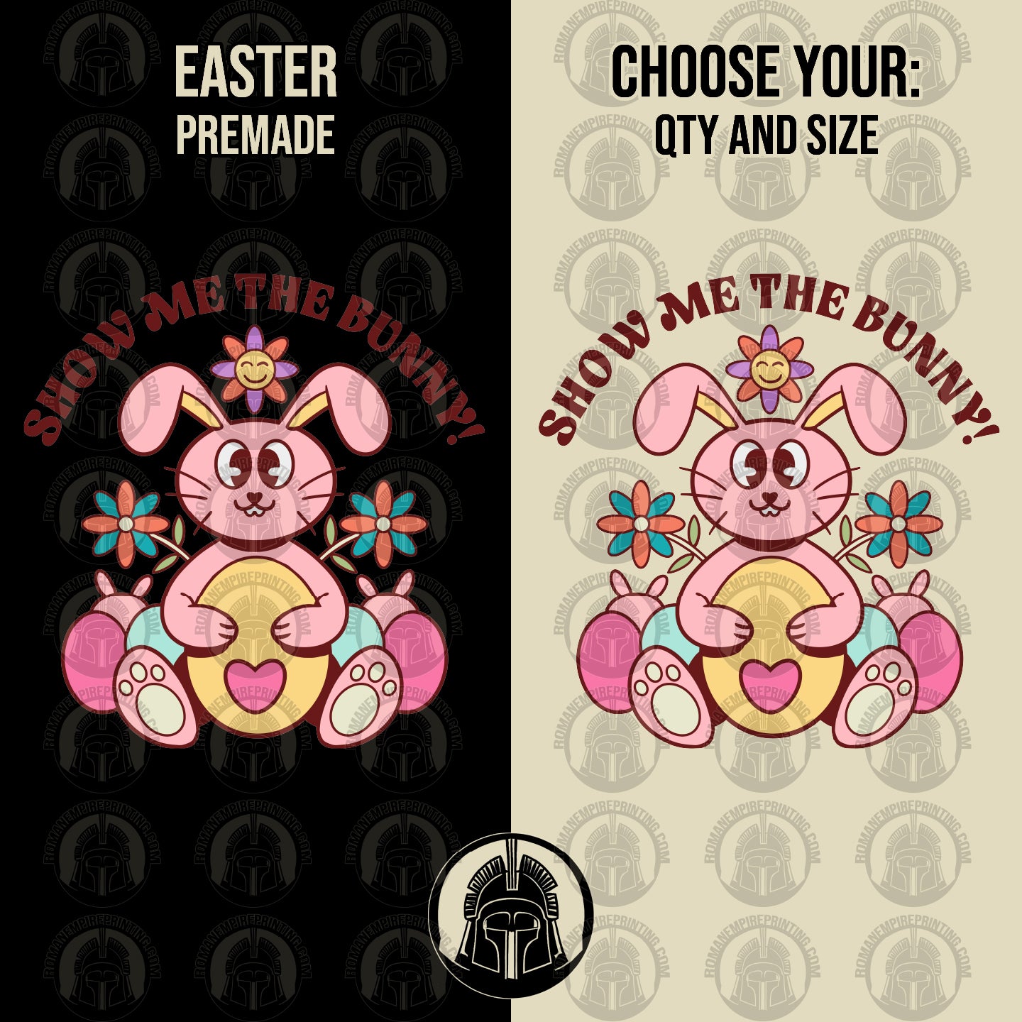 Show Me the Bunny - Bunny - Cartoon - Eggs - Flowers - Easter - DTF